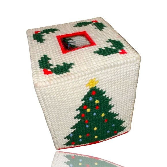 Vintage | Holiday | Handcrafted Vintage Christmas Tree Tissue Box Cover ...